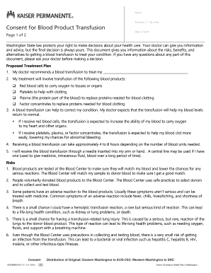 Fillable Online Consent for Blood Product Transfusion Fax Email Print ...