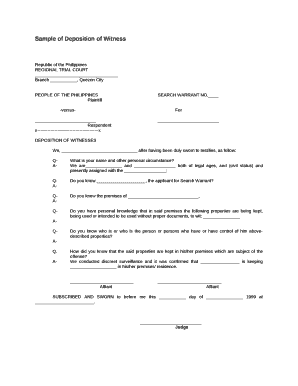 Sample of Deposition of Witness Doc Template | pdfFiller