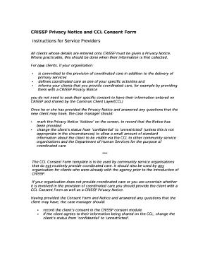 CRISSP Privacy Notice and CCL Consent Doc Template | pdfFiller