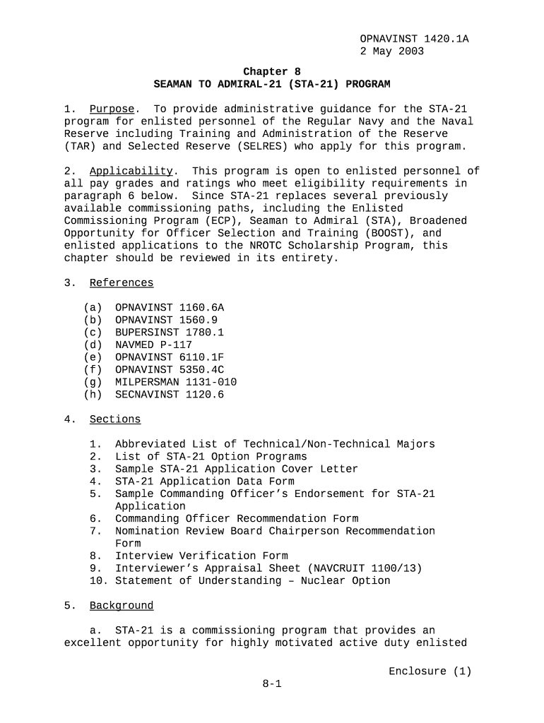 SEAMAN TO ADMIRAL-21 (STA-21) PROGRAM Doc Template | pdfFiller