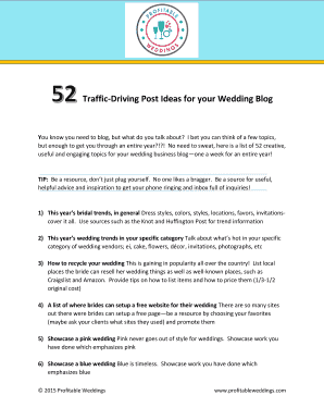 Fillable Online Traffic-Driving Post Ideas for your Wedding Blog Fax ...