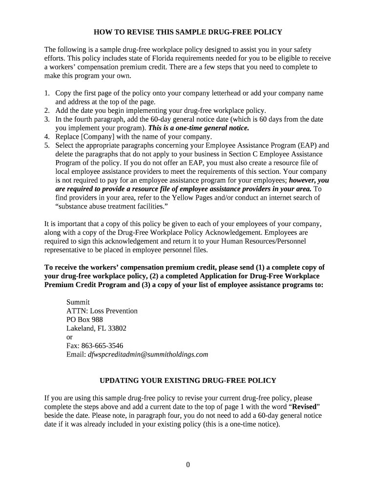 HOW TO REVISE THIS SAMPLE DRUG-FREE POLICY Doc Template | pdfFiller