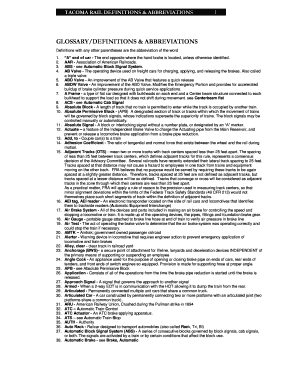 Fillable Online TACOMA RAIL DEFINITIONS & ABBREVIATIONS Fax Email Print - pdfFiller