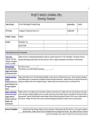 PROJECT-BASED LEARNING (PBL) Doc Template | pdfFiller