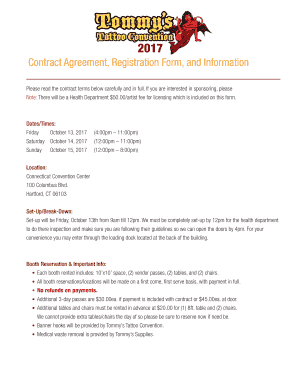 Fillable Online Contract Agreement, Registration Form, and Information ...