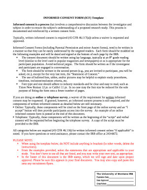 INED CONSENT (ICF) Template Doc Template | pdfFiller