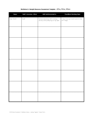Worksheet 1: Sample Resource Assessment Template Who, What, When Doc ...