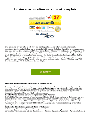 Fillable Online Business separation agreement template Fax Email Print ...