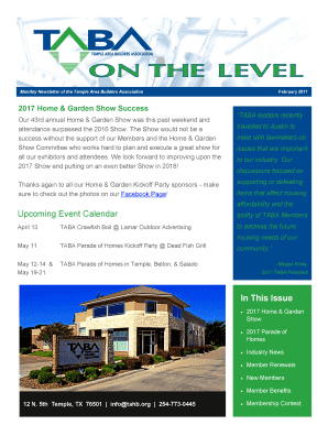Fillable Online Monthly Newsletter of the Temple Area Builders ...