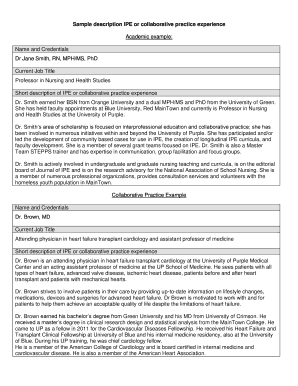 Fillable Online Sample description IPE or collaborative practice ...