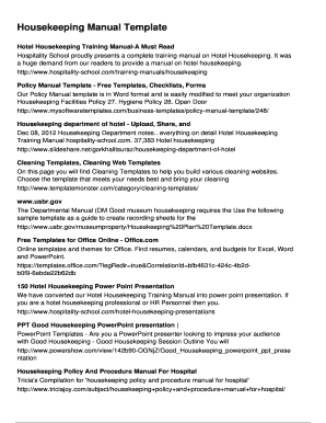 Fillable Online Housekeeping Manual Template Fax Email Print - pdfFiller