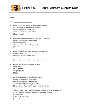 Fillable Online Daily Restroom Cleaning Quiz Fax Email Print - pdfFiller