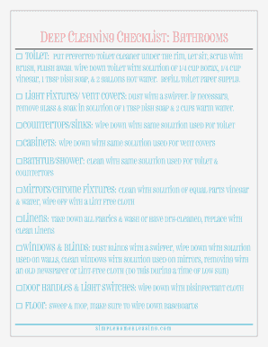 Fillable Online DEEP CLEANING CHECKLIST: BATHROOMS Fax Email Print ...