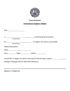 Fillable Online Permission to Register Vehicle: Fax Email Print - pdfFiller