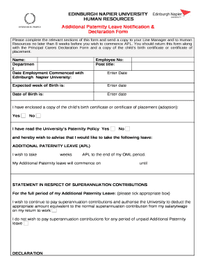 Additional Paternity Leave Notification & Declaration - staff napier ac ...