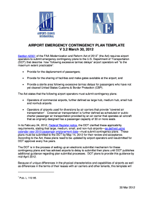 Fillable Online AIRPORT EMERGENCY CONTINGENCY PLAN TEMPLATE Fax Email ...