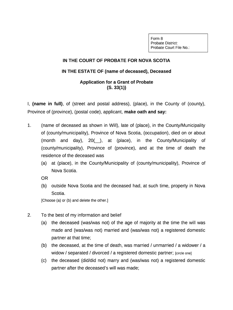 Probate District: Doc Template | pdfFiller