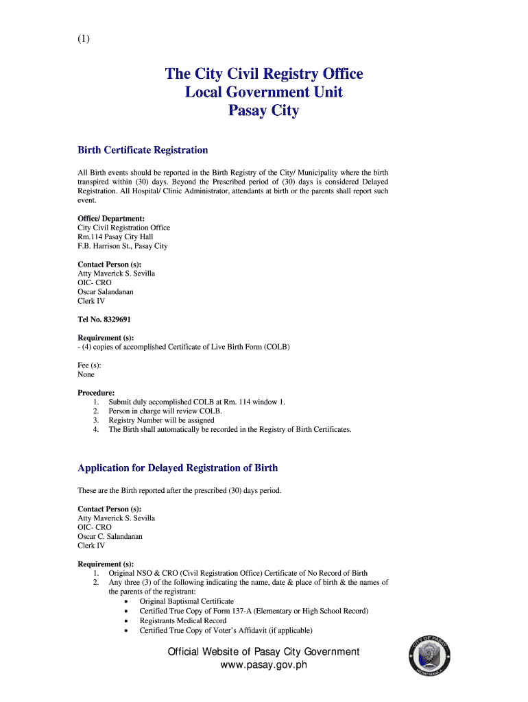 Fillable Online Birth Certificate Registration Fax Email Print - pdfFiller