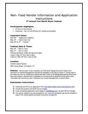 Non- Food Vendor Ination and Application Instructions Doc Template | pdfFiller