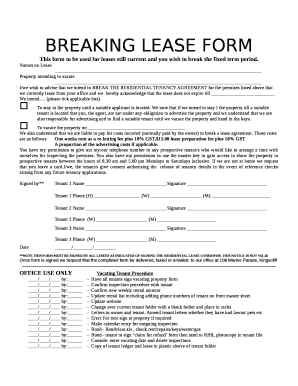BREAKING LEASE Doc Template | pdfFiller
