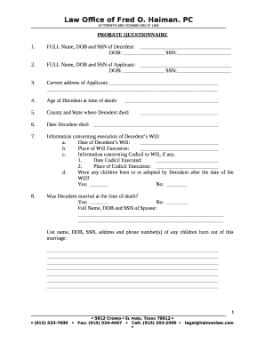 FULL Name, DOB and SSN of Decedent: Doc Template | pdfFiller