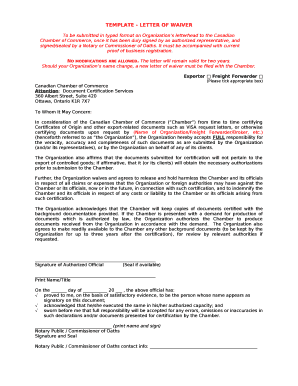 TEMPLATE - LETTER OF WAIVER Doc Template | pdfFiller