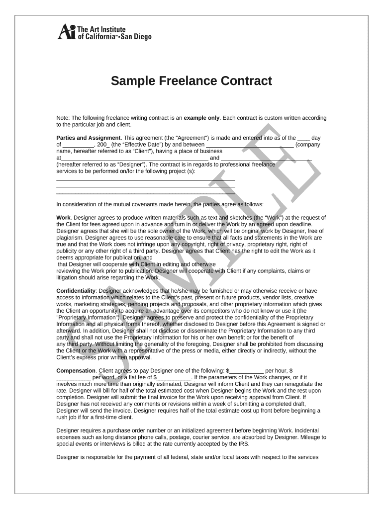 Sample Freelance Contract Doc Template | pdfFiller