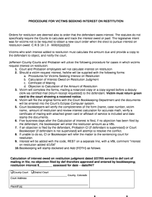 PROCEDURE FOR VICTIMS SEEKING INTEREST ON RESTITUTION Doc Template ...