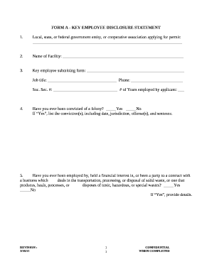 A - KEY EMPLOYEE DISCLOSURE STATEMENT Doc Template | pdfFiller