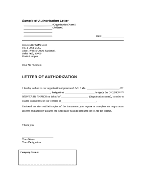 Sample of Authorisation Letter Doc Template | pdfFiller