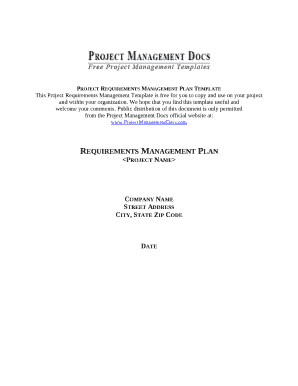 Project Requirements Management Plan Template Doc Template | pdfFiller