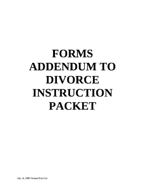 ADDENDUM TO DIVORCE INSTRUCTION PACKET Doc Template | pdfFiller