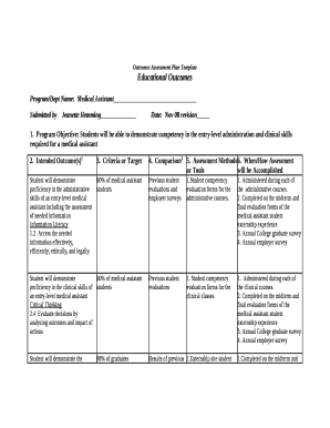 Outcomes Assessment Plan Template Doc Template | pdfFiller