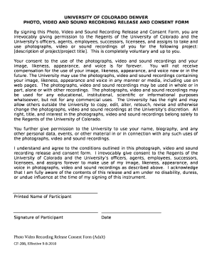 By signing this Photo, Video and Sound Recording Release and Consent ...