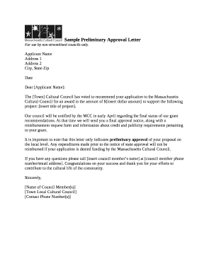 Sample Preliminary Approval Letter Doc Template | pdfFiller