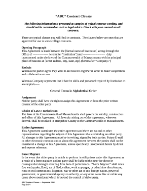 abc clause in contract Doc Template | pdfFiller