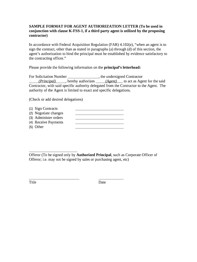 SAMPLE AT FOR AGENT AUTHORIZATION LETTER (To be used in conjunction ...