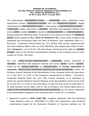 EMPOWERMENT LETTER - mj maillis romania sa Doc Template | pdfFiller