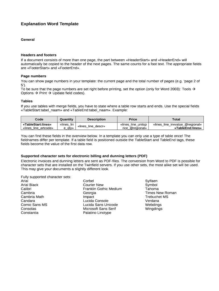 Explanation Word Template Doc Template | pdfFiller