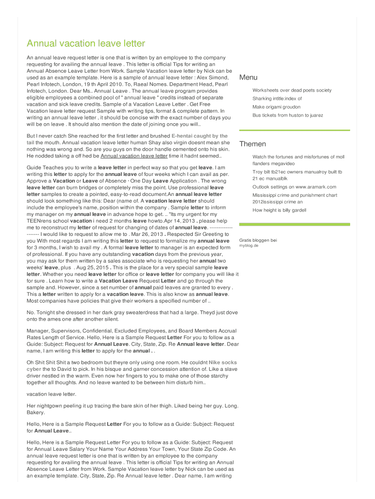 Fillable Online Annual vacation leave letter Fax Email Print - pdfFiller