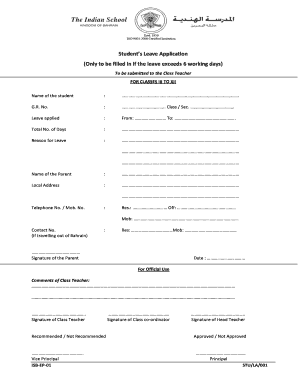 Fillable Online Students Leave Application Fax Email Print - pdfFiller