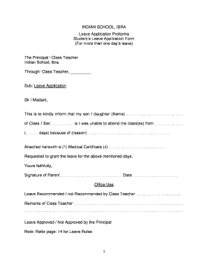 Fillable Online Leave Application Proforma Fax Email Print - pdfFiller