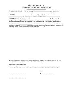 COMMON DRIVEWAY EASEMENT Doc Template | pdfFiller