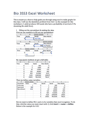 Fillable Online Bio 3SS3 Excel Worksheet Fax Email Print - pdfFiller