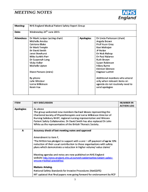 Fillable Online meeting notes - NHS England Fax Email Print - pdfFiller