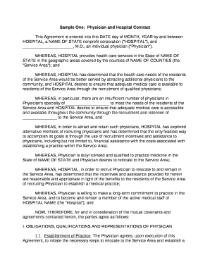 Sample One:Physician and Hospital Contract Doc Template | pdfFiller
