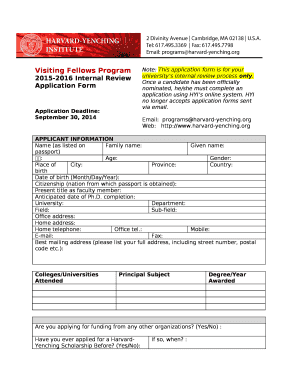 Visiting Fellows Program Doc Template | pdfFiller