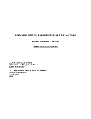 INSOLVENT ESTATE:ENGELBRECHT, NEIL & CHANTELLE Doc Template | pdfFiller
