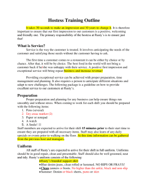 Fillable Online Hostess Training Outline Fax Email Print - pdfFiller