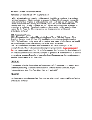 Air Force Civilian Achievement Award - Fill Online, Printable, Fillable ...